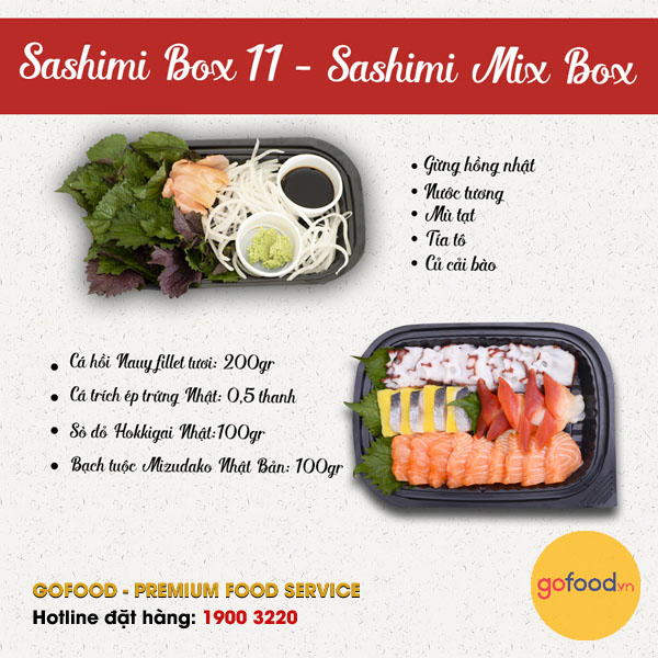 Sashimi Box từ các loại hải sản Nhật Bản tươi mát và tinh khiết