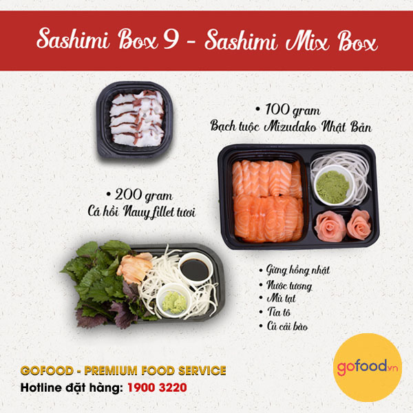 Sashimi Box từ các loại hải sản Nhật Bản tươi mát và tinh khiết